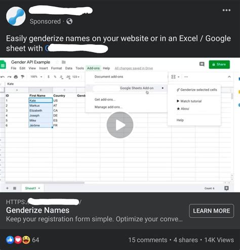 Product A Spreadsheet Add On That Claims To Deduce Gender From A Full