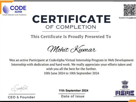 mohit kumar on linkedin codealpha web development