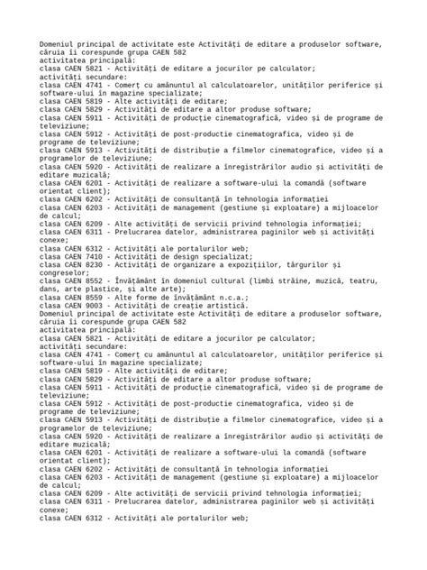 Coduri Caen Obiect De Activitate Srl Pdf