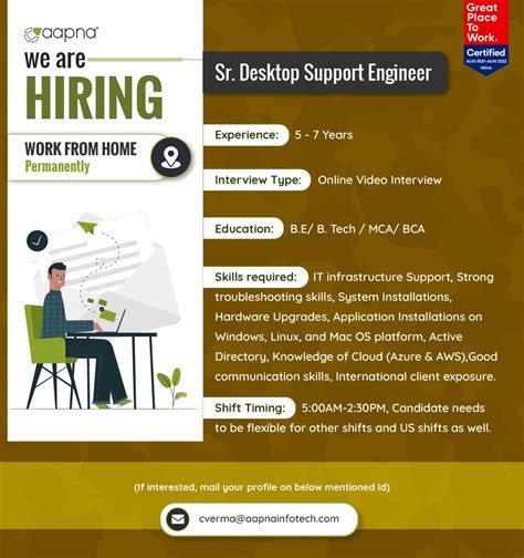Aapna Infotheek Pvt Ltd On Linkedin Hiring Tech Desktopsupport Desktopengineer