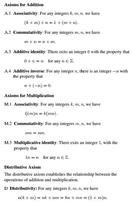 discrete mathematics proof using addition and multiplication axioms