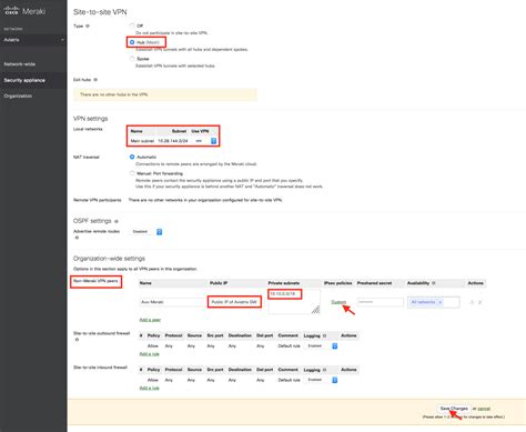 Aviatrix Gateway To Meraki Mx64 Documentation