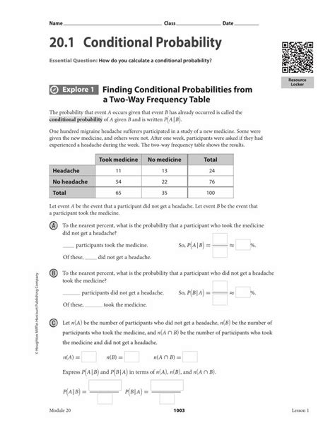 Pdf Essential Question How Do You Calculate A Conditional