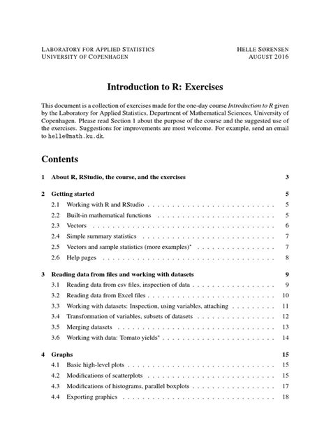 Introduction To R Exercises Aboratory For Pplied Tatistics Elle