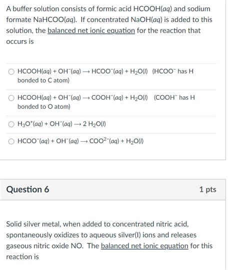 Solved A Buffer Solution Consists Of Formic Acid Hcooh Aq