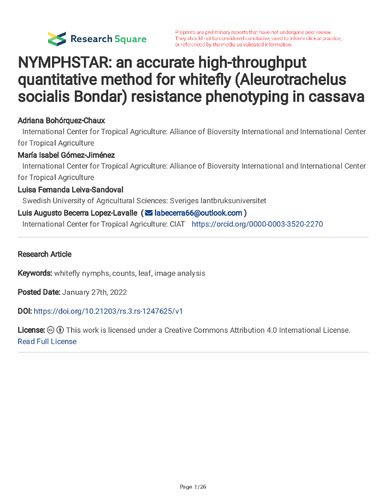 Nymphstar An Accurate High Throughput Quantitative Method For Whitefly