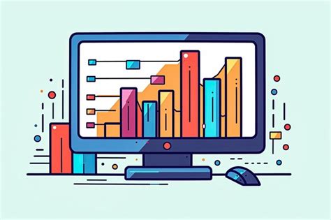 Premium Photo A Computer Monitor With A Graph On It And A Keyboard And Mouse On A Desk
