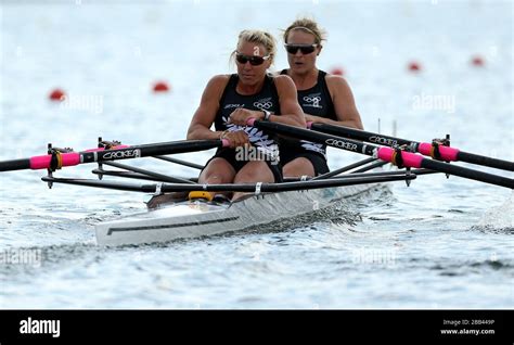 New Zealands Anna Reymer Left And Fiona Paterson In Action In The Womens Double Sculls At