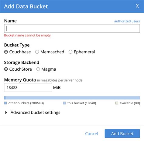 create a bucket couchbase docs