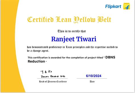 Ranjeet Tiwari On Linkedin Leansixsigma Yellowbelt Continuous Professionalgrowth