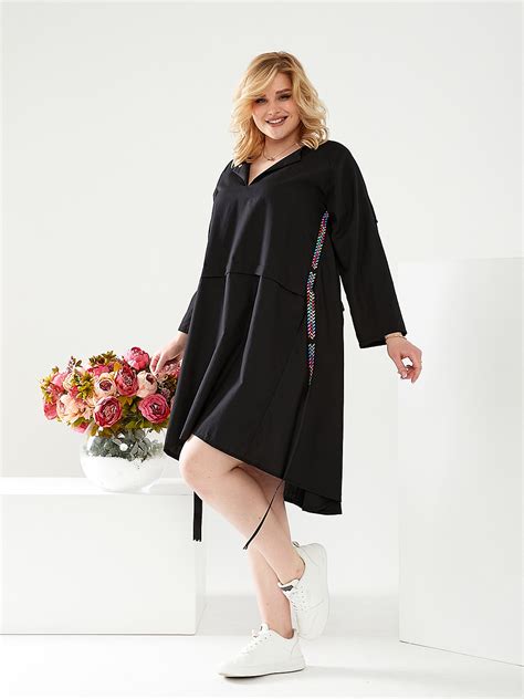 Сукня у стилі “бохо” А силует з кишенями чорна з яскравими стрічками Жіночий одяг