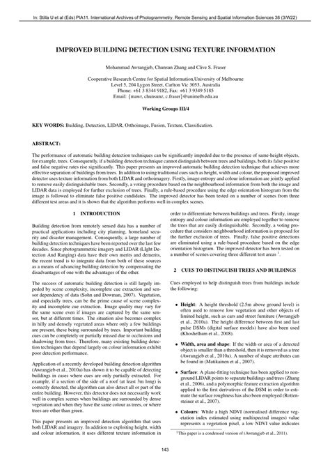 Pdf Improved Building Detection Using Texture Information