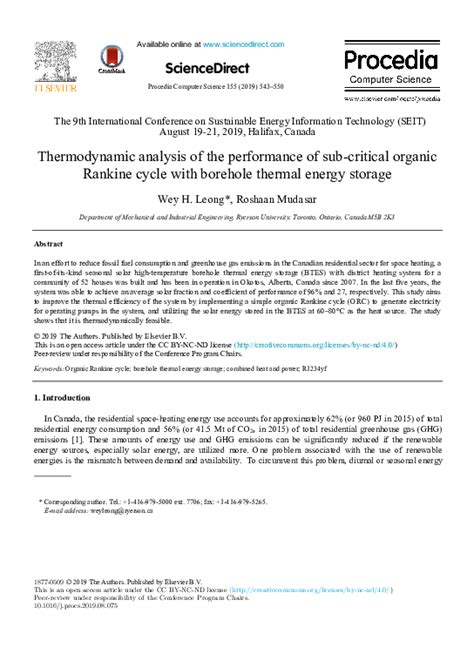 Pdf Thermodynamic Analysis Of The Performance Of Sub Critical Organic Rankine Cycle With