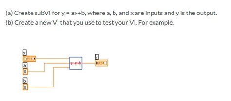 a create subvi for y ax b where a b and x are