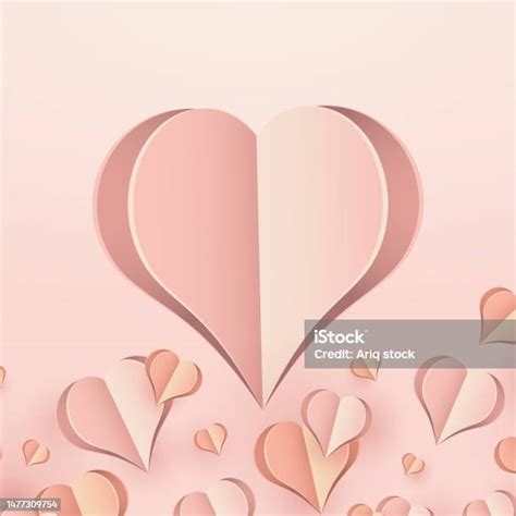 큰 마음을 가진 휴일 배경 디자인 종이 접기 하트 행복 한 여성 어머니의 날 또는 생일 인사말 카드에 대 한 사랑의 벡터