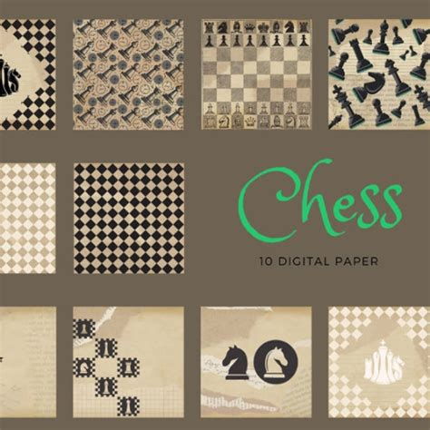 Chess Digital Paper Checkmate Digital File Chessboard Checkmate Digital Queen King Knight