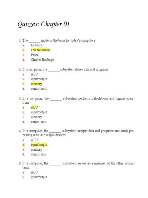Quizzes Chapter 01 1 A B C D Pdf Computer Programming