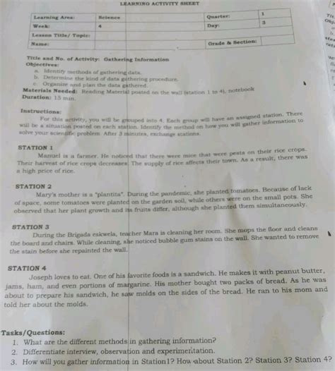 LEARNING ACTTVITY SHEET Learning Area Science StudyX