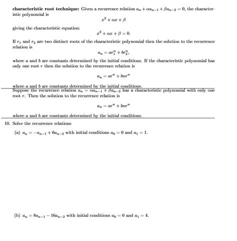 solved characteristic root technique given a recurrence