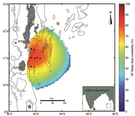 Temporal Coverage Of Hf Radar Surface Current Data During 2016 17 Red