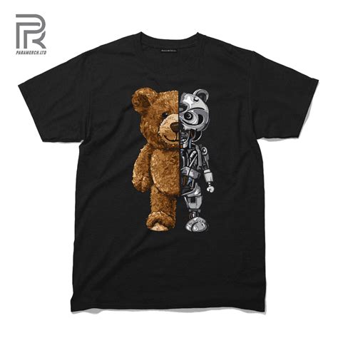 Jual Paramerch Tshirts Kaos Robot Bear Beruang Katun Cotton Combed 24s