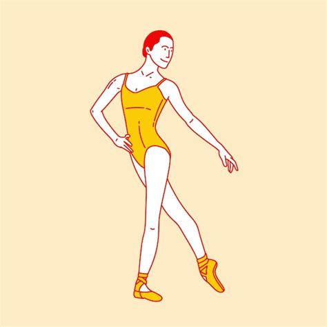 발레리나 댄서의 간단한 만화 일러스트레이션 5 프리미엄 벡터