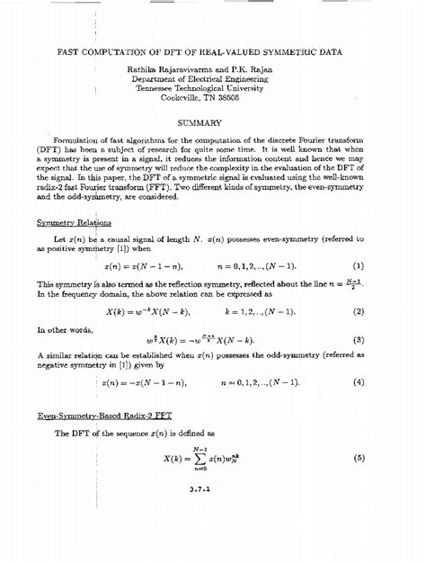 fast computation of dft of real valued symmetric data ieee conference