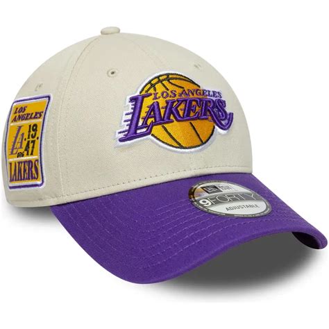 New Era Curved Brim 9forty Contrast Patch Los Angeles Lakers Nba Beige