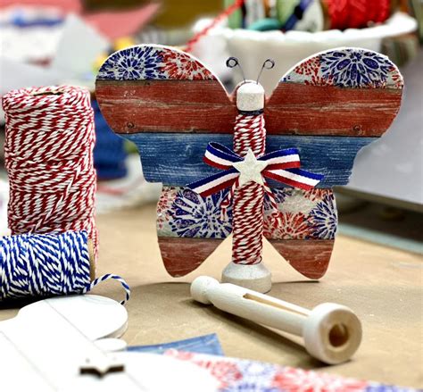 Diy Patriotic Butterfly Craft With Napkin Art Miss Tracy Creates