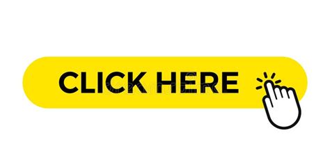 Click Here Vector Web Button Template Yellow Bar With Hand Finger Click