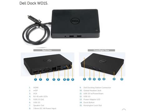 Refurbished Dell Fddv K Docking Station Usb C Wd No Power Adapter Usb Type C Docking