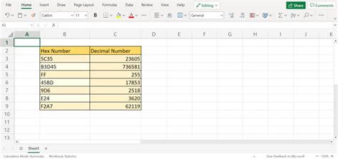 How To Convert Hex Numbers To Decimal Numbers In Excel