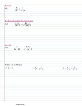 Adding And Subtracting Rational Expressions Guided Notes