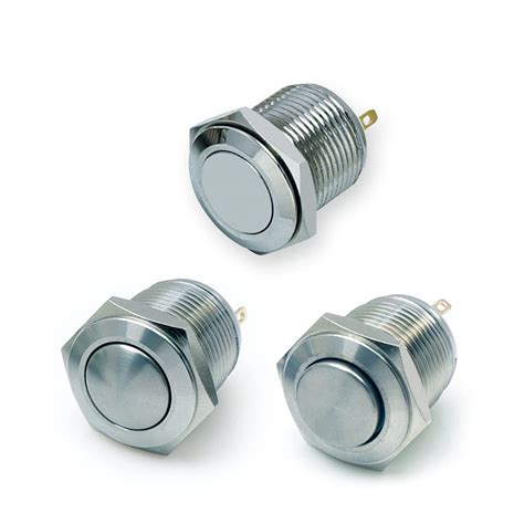 16mm Reset Round Type Home Automation Metal 2pin Push Switch Normally Closed On Off Smart