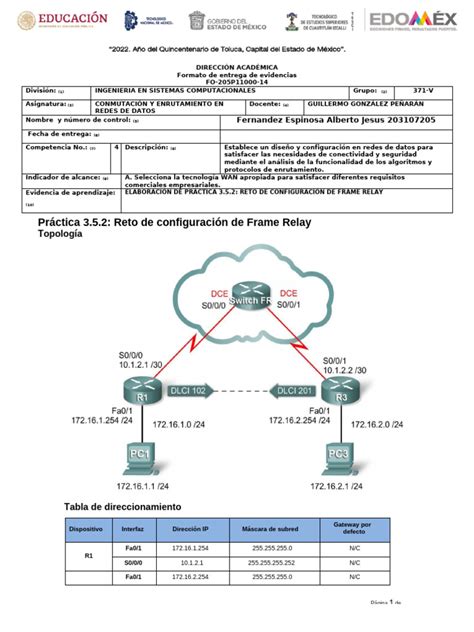 3 5 2 lab reto de configuracion frame relay pdf enrutador