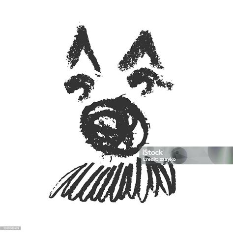 재미 있는 광대 사각형 이모티콘 얼굴 만화 아바타 다양한 감정을 보여주는 웃는 캐릭터 분필 손으로 그린 컬렉션 낙서 벡터 일러스트 레이 션 감정에 대한 스톡 벡터 아트 및