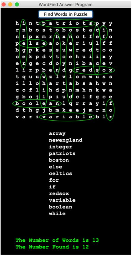 Solved Word Search Puzzle Program Using The Eclipse Chegg Com