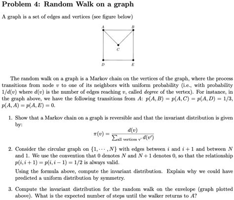 Solved Problem 4 Random Walk On Graph Graph Is A Set Of Edges And