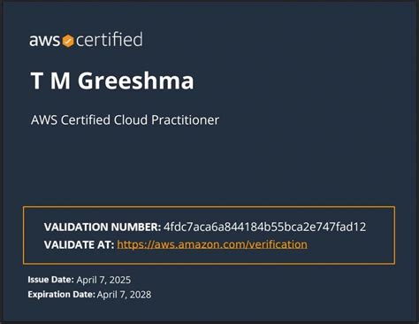 Awscertified Cloudpractitioner Aws Cloudcomputing Learningjourney T M Greeshma