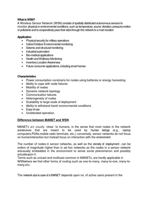 Manets Vs Wsn Pdf Wireless Sensor Network Wireless Ad Hoc Network