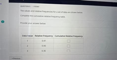 Solved The Values And Relative Frequencies For A Set Of Data