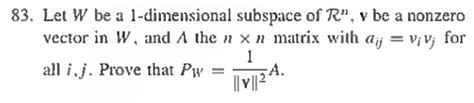 Solved Let W Be A Dimensional Subspace Of Rn V Be A Chegg