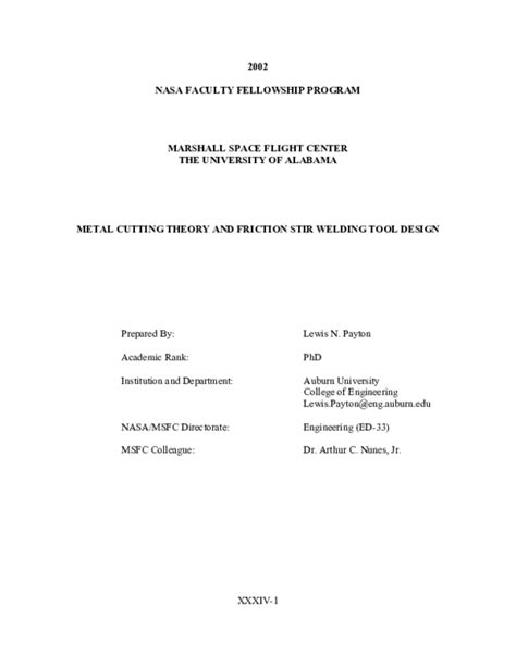 Pdf Metal Cutting Theory And Friction Stir Welding Tool Design