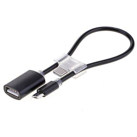 Usb C Type C 커넥터 블랙가있는 Usb 알루미늄 합금 호스 Otg 어댑터 데이터 충전 케이블 24cm 2a 마이크로 Usb