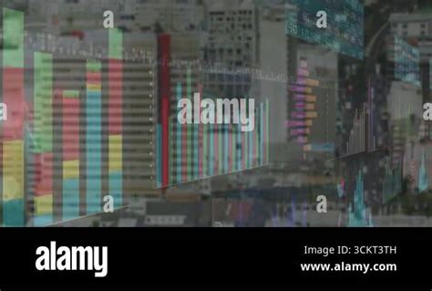Opening Overlay Showing Colorful Bars Fading In Line Graph Drawing Ticker Scrolling Pie