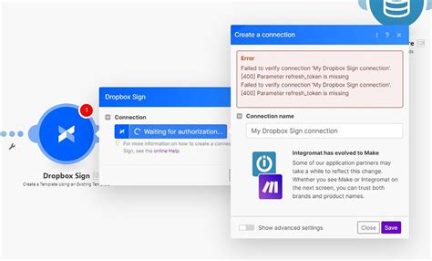 connection issues with dropbox sign how to make community