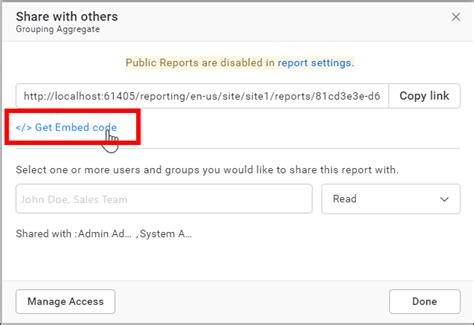 Get An Embed Code Of Report From Bold Reports Cloud