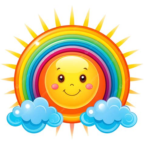 구름 클립 아트 일러스트와 함께 웃는 무지개 태양 웃는 태양 무지개 만화 태양 구름 태양 무지개 구름 클립 아트 Png 일러스트 및 이미지 에 대한 무료 다운로드
