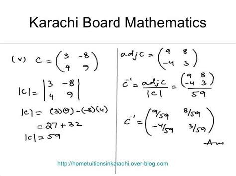 Inverse Of Matrix Transpose Of Matrix Adjoint Metric Maths Solution