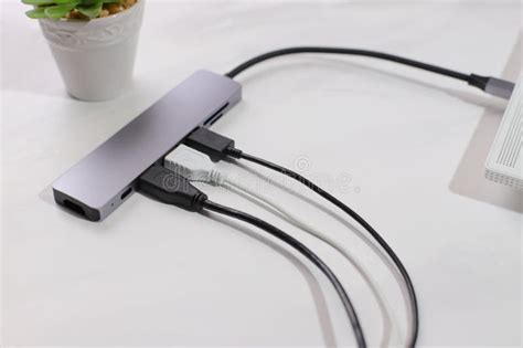 USB Hub With Cables Multi Plug Connection Lifestyle Stock Photo Image Of Cable Outlet